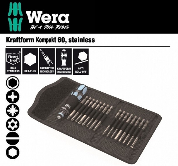 德國Wera不銹鋼快脫棘輪起子-17支組附腰包 KK-60 Stainless - PChome 24h購物