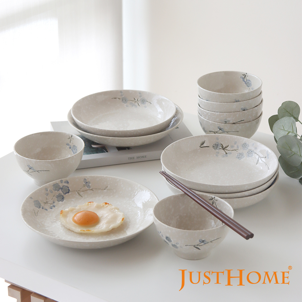Just Home日式櫻花陶瓷超值12件碗盤餐具組(飯碗+湯盤) - PChome 24h購物