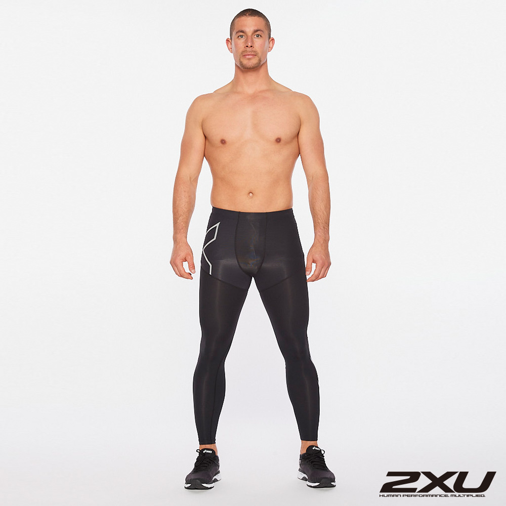 2XU 男 中階運動涼感壓縮長褲 黑/反光銀 - PChome 24h購物