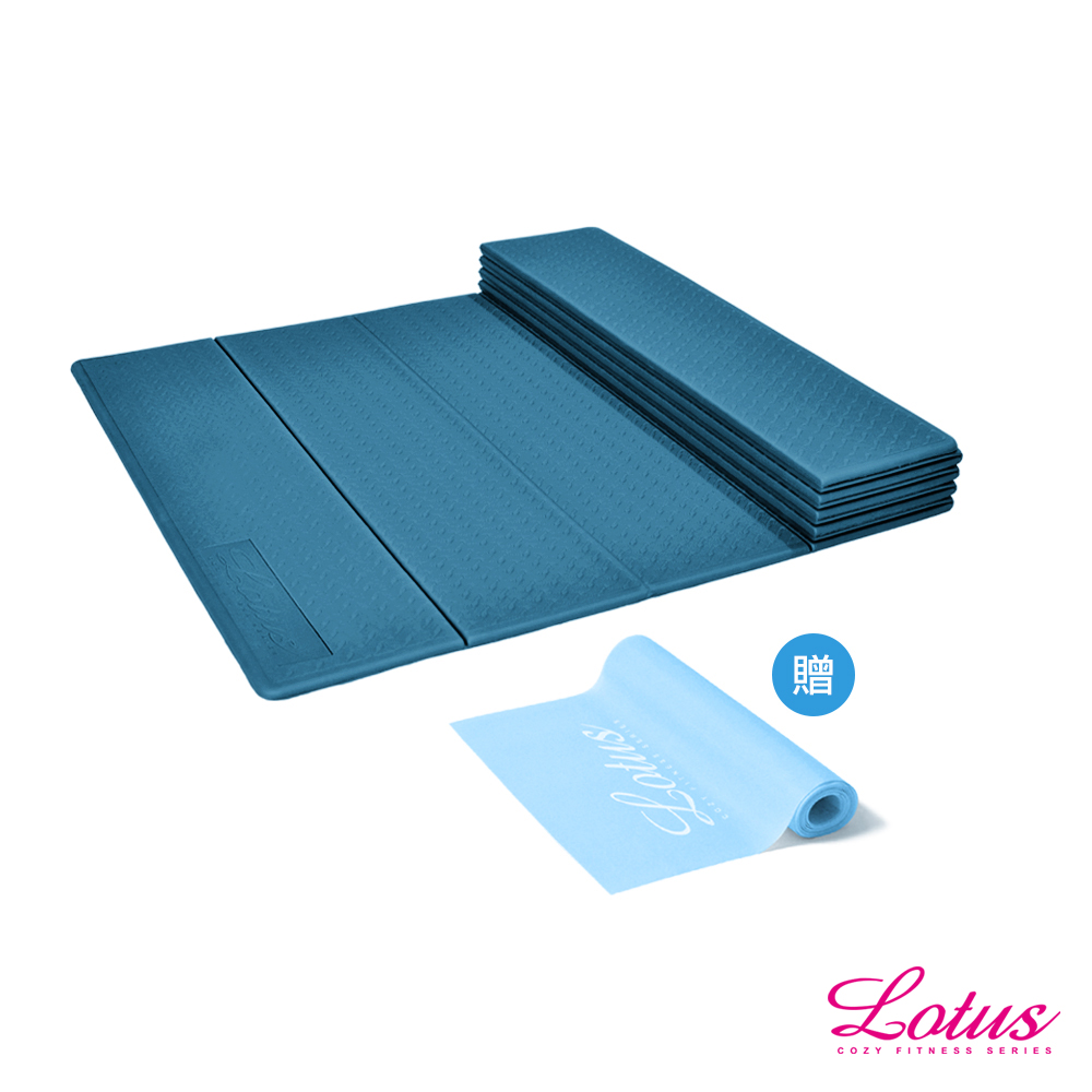 【LOTUS】台灣製安全環保TPE摺疊瑜珈健身墊6mm 太平洋藍 - PChome 24h購物