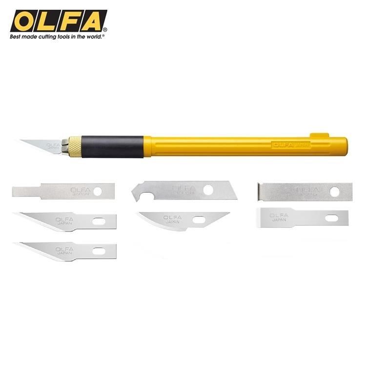 日本OLFA手感佳細工筆刀組AK-4/BP雕刻刀(附6種刀片替刃)筆形刀筆型刀等距刻線刀 - PChome 24h購物