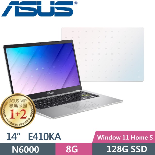 ASUS E410KA-0341WN6000 夢幻白 (Celeron N6000/8G/128G/14/Windows 11 Home S ...