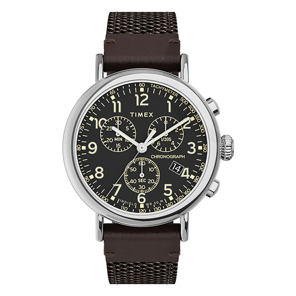【TIMEX】天美時 復刻系列 三眼計時手錶 (黑x咖啡 TXTW2U89300) - PChome 24h購物