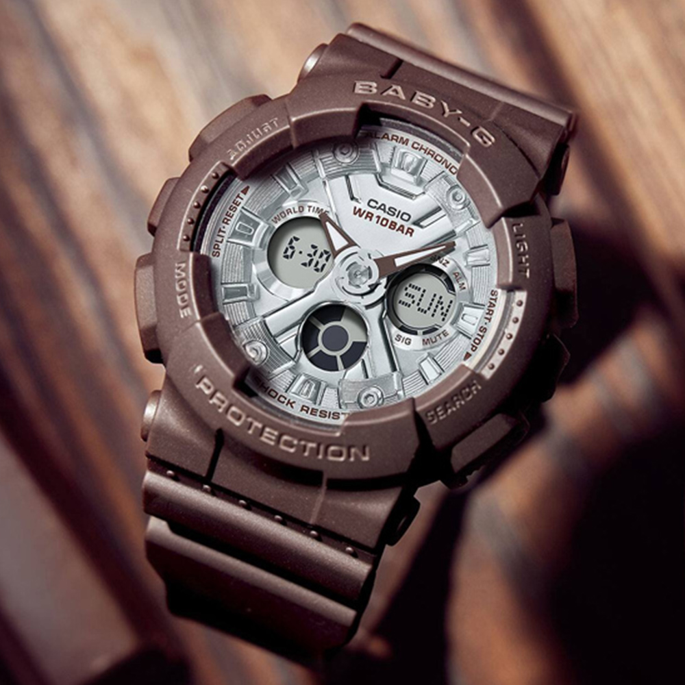 CASIO卡西歐 BABY-G 甜美雙顯腕錶-黑巧克力 BA-130SW-5A - PChome 24h購物