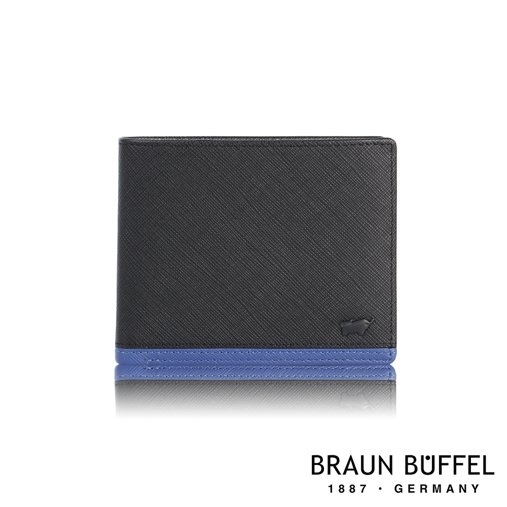 【BRAUN BUFFEL 德國小金牛】台灣總代理 市政廳 8卡中間翻零錢袋短夾-黑色/BF388-318-BK - PChome 24h購物