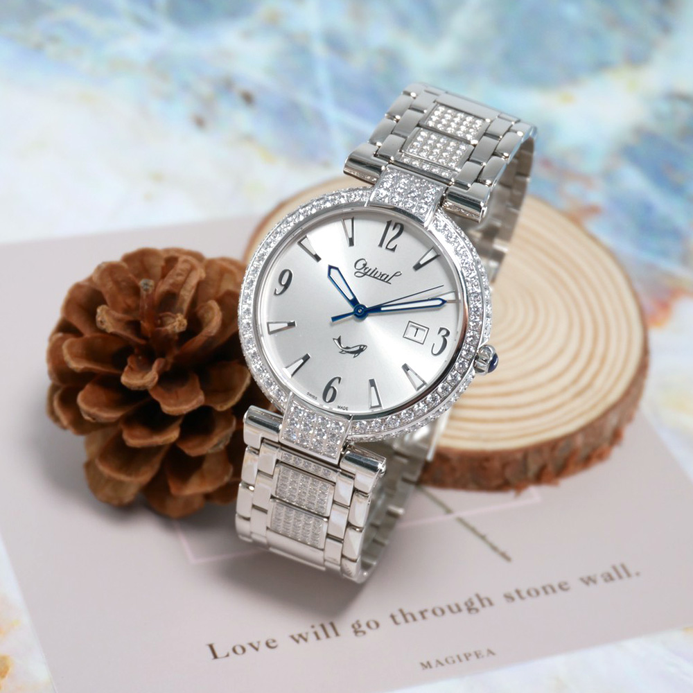 Ogival 愛其華 藍寶石鏡面 簡約晶鑽腕錶 38mm / 3862DMW - PChome 24h購物