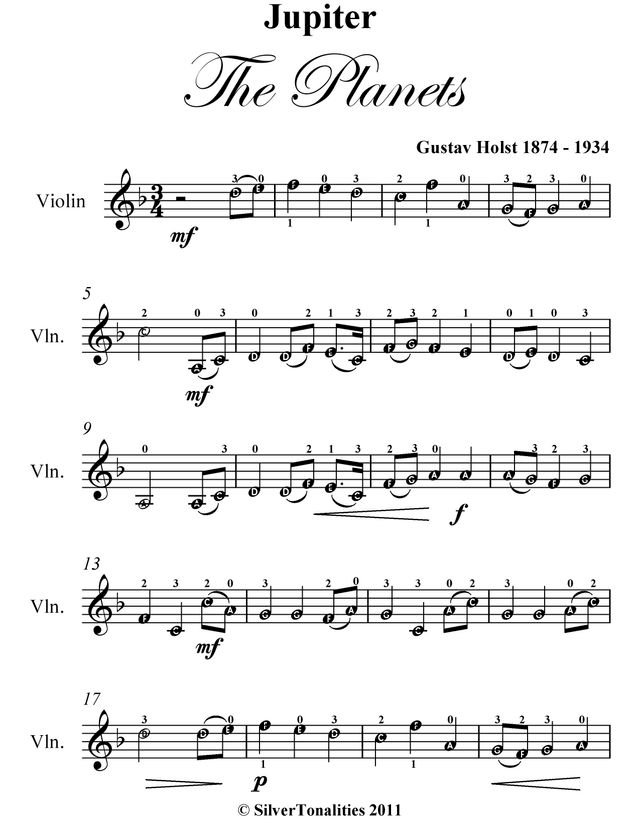 Jupiter the Planets Easy Violin Sheet Music - PChome 24h書店