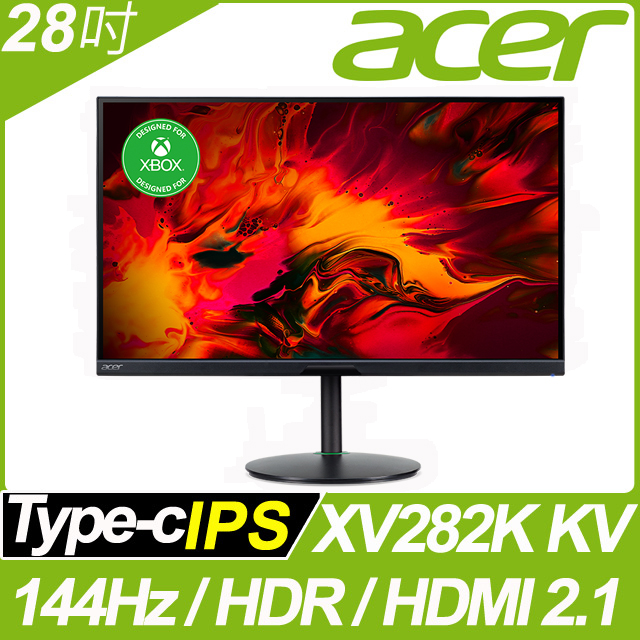 acer XV282K KV HDR400 電競螢幕(28吋/4K/144Hz/1ms/IPS/HDMI2.1) - PChome 24h購物